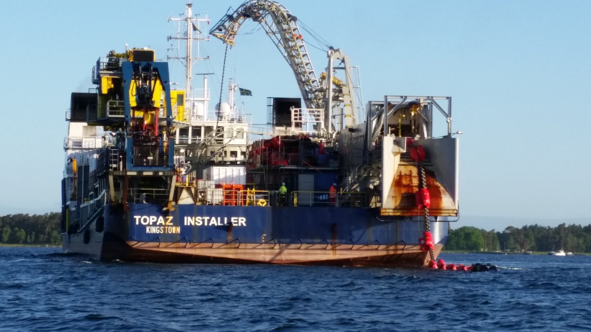 Inflatable cable, pipe, or hose floaters